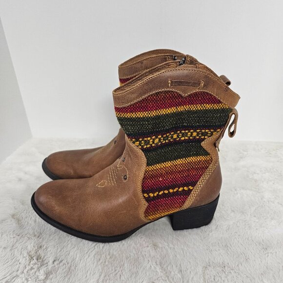Born | Shoes | Born Moe Brown Leather Aztec Tapestry Western ...